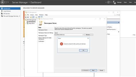 Amazon Web Services Cannot Setup Dfs Namespace On Ec2 Instance