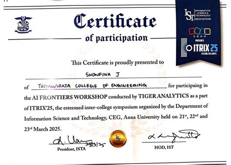 Ai Machinelearning Tigeranalytics Itrix25 Annauniversity Datascience Snowfina Jude