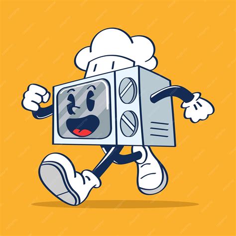 Personaje De Dibujos Animados De Horno Caminando Con Una Cara Linda