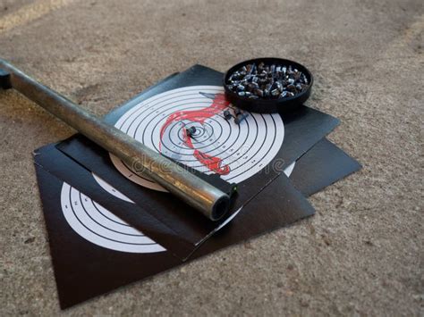 Un Bersaglio Per La Sparatoria E Il Barile Di Un Fucile Ad Aria