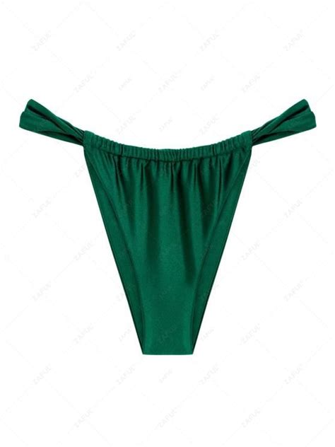 Zaful Shiny Loincloth Bikini Bottom In Deep Green Zaful 2024