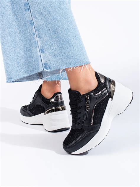 Sneakersy Na Grubej Podeszwie Shelovet Czarne Sklep Czasnabuty Pl