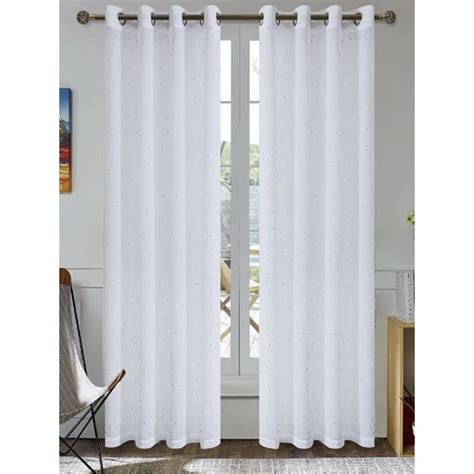 Cortina Sheer Voile Dots Con Argollas Arte Rústico Ekipa Puerto de Frutos