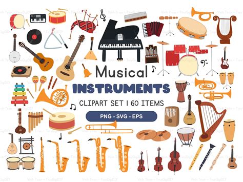 Musical Instruments Clipart Set Orchestra Clip Art Bundle Brass