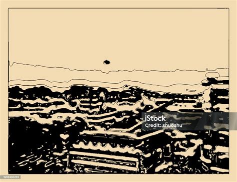 抽象的な白黒の木版画アート屋外シーンパターン背景 レトロ調のベクターアート素材や画像を多数ご用意 レトロ調 古風 線画 Istock