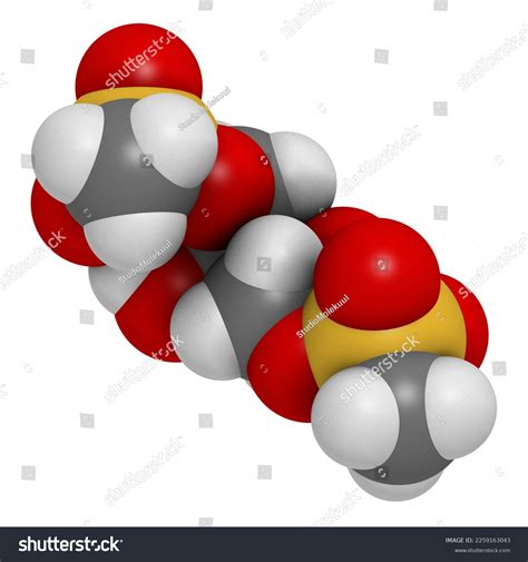 Treosulfan Drug Molecule 3d Rendering Atoms Stock Illustration