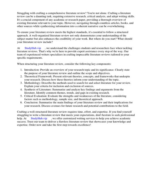Short Literature Review Structure Pdf Literature Review Methodology