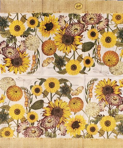Decoupage Napkins Sunflower Paper Napkins Set Of 3 Etsy