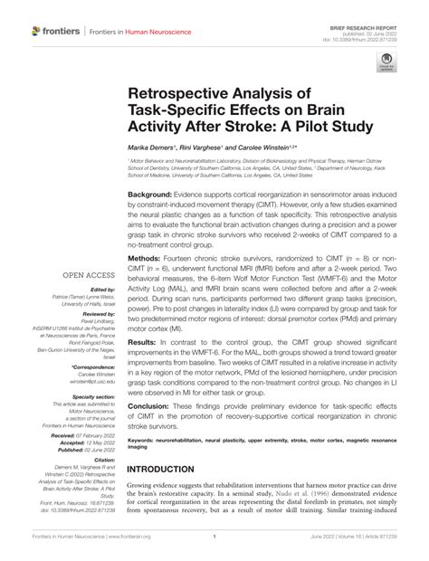 Pdf Retrospective Analysis Of Task Specific Effects On Brain Activity