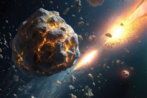 Premium Ai Image A Dynamic Asteroid Collision In Outer Space Created