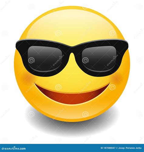 Emoji In Sunglasses Comic Icon Yellow Smile Emoticon Wearing Glasses 3d Happy Face Summer