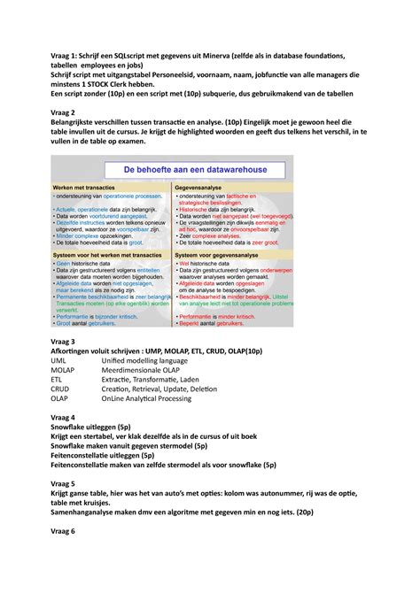 Examenvragen Databases En Databanken Vraag 1 Schrijf Een Sqlscript