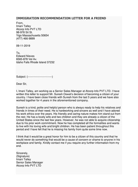 Free Printable Letter Of Recommendation For A Friend Template Pdf