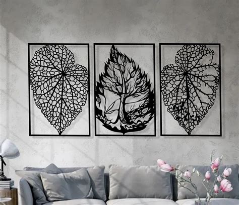 Leaf Set Of 3 Metal Wall Art Metal Leaf Wall Decor Modern Wall Art