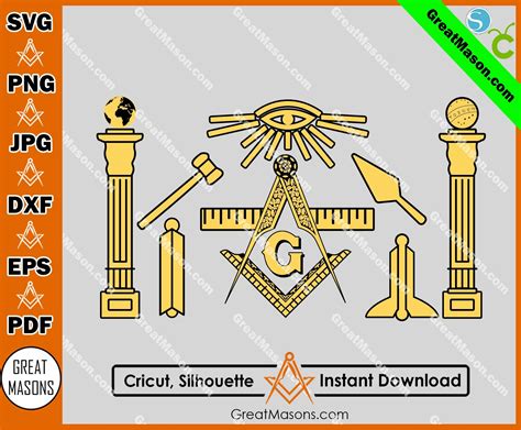 Masonic Well Equipped Columns Pillars Symbols Svg Png Eps Dxf 