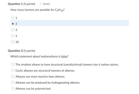 Solved Question Points Saved How Many Isomers Are Chegg