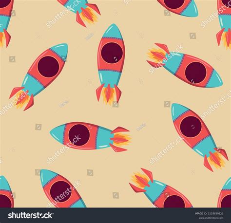 Rocket Drawing Vector Seamless Space Pattern Stock Vector Royalty Free