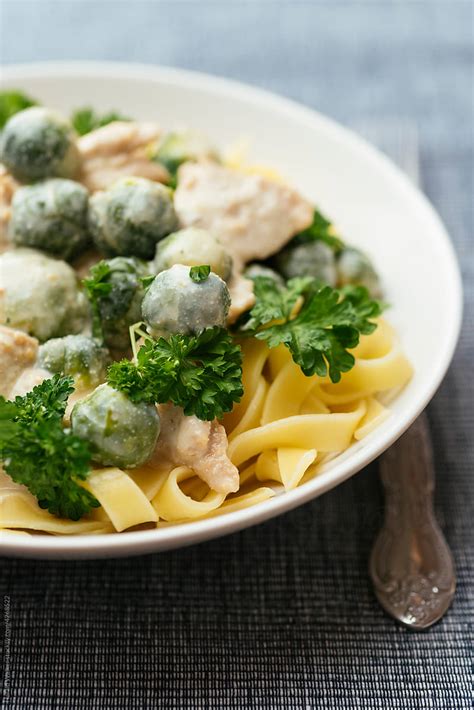 Vegan Chickun Brussels Sprouts Alfredo By Stocksy Contributor