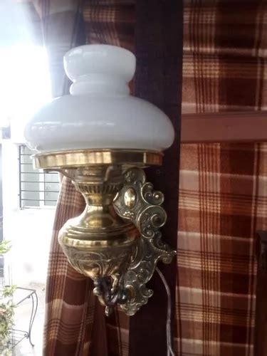 Aplique Antiguo De Pared En Bronce Macizo Con Opalina Cuotas Sin Inter S
