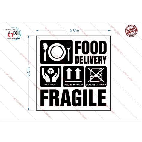 Jual Stiker Food Delivery Makanan Fragile Hitam 1pack 100 Pcs
