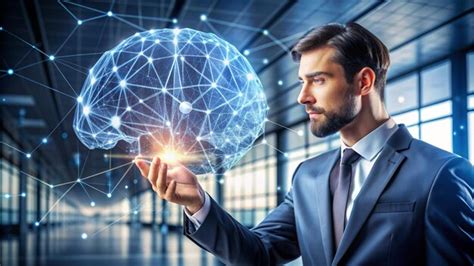 Businessman Touching The Brain Working Of Artificial Intelligence Ai In