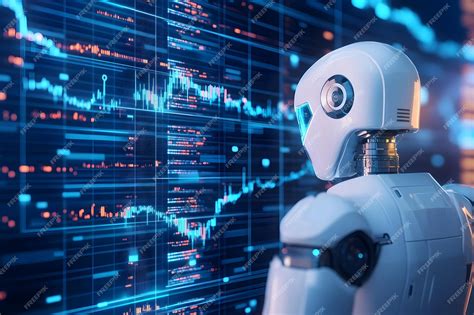 Futuristic Algorithmic Trading Robot Monitoring Complex Finance Data Visualizations and ...