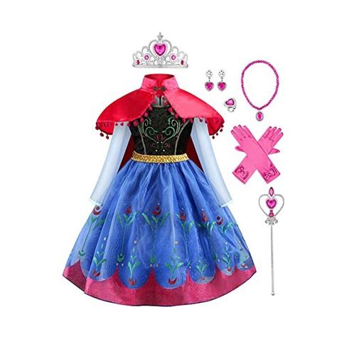 Fymnsi Déguisement Anna Reine Des Neiges Pour Fille Avec Cape 2 Piè
