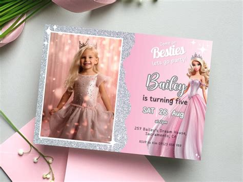 Pink Doll Invitation Template Girls Birthday Party Invitation Sparkly