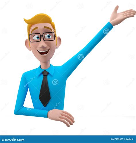3d Funny Character Cartoon Sympathetic Looking Business Man Stock