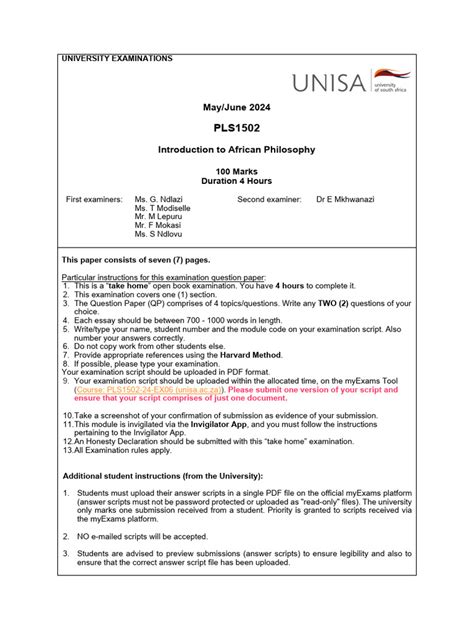 Pls1502 Examination Question Paper Mayjune 2024 Pdf Turnitin