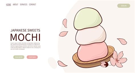 Web page draw fjapan tradición dulce mochi vector ilustración comida