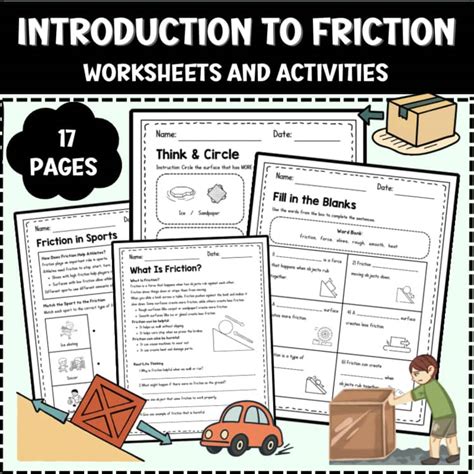 Introduction To Friction Forces And Motion Science Worksheets Grades 35
