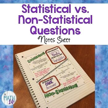 Statistical Vs Non Statistical Questions Notes Sheet By The Math Life