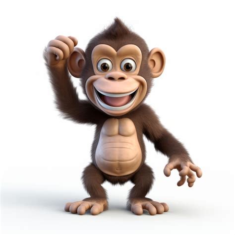 Premium Photo Cute Monkey Smiles A Playful 3d Character Illustration