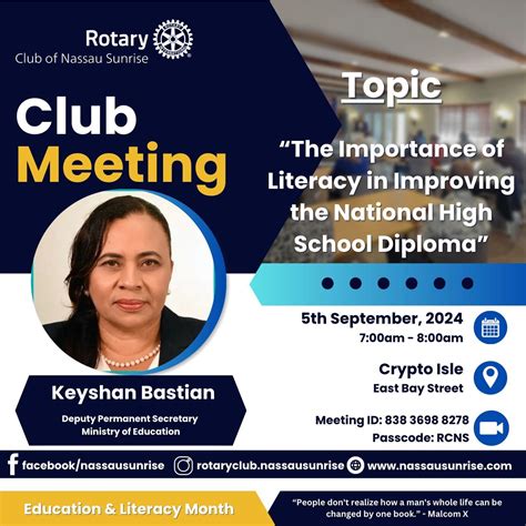 Club Meeting September 5th 2024 Rotary Club Of Nassau Sunrise