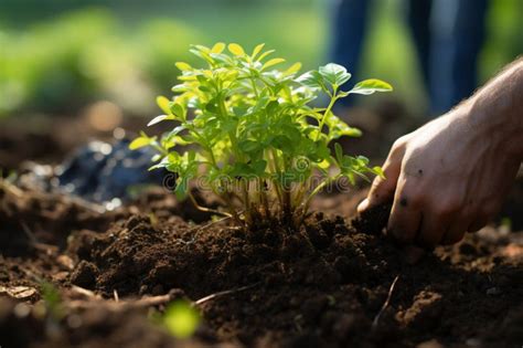 Environmental Stewardship A Tree Being Planted To Contribute To Climate