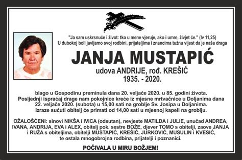 Janja MustapiĆ 1935 2020