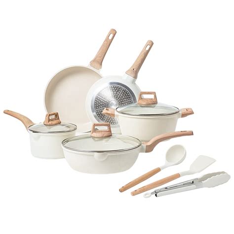 Carote Nonstick Pots And Pans Set White Granite Induction Cookware