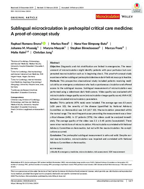 Pdf Sublingual Microcirculation In Prehospital Critical Care Medicine