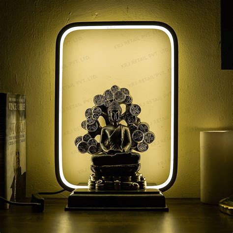 Polyresin Buddha Tree Idol With Led Frame Home Office Diwali Decor