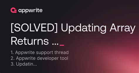 Solved Updating Array Returns Error Threads Appwrite