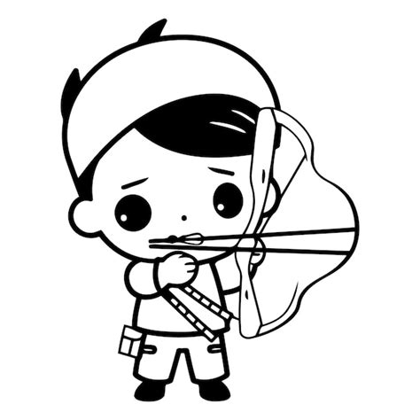 Cupido Con Arco Y Flecha Ilustración Vectorial De Dibujos Animados Niño