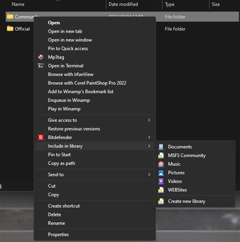 Adding The MSFS Community Folder As A Library In Windows 10 11 NMG Simulations