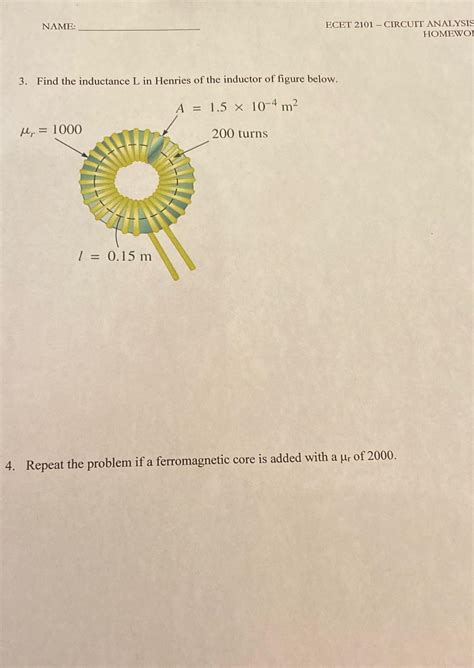 Solved NAME ECET 2101 CIRCUIT ANALYSISHOMEWO3 Find The Chegg