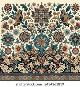 Flowered Complex Arabic Brocade Vectors Ai Generated Image