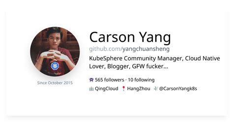 Carson Yang（米开朗基杨） On Twitter Github 也可以生成个人名片啦 Txu8t2poe3