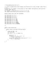 Factorials Java Programming Exercise Write An Application That Displays The