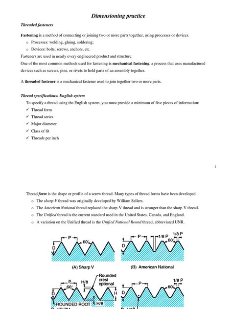 Dimensioning Practice Threaded Fasteners Download Free Pdf Screw