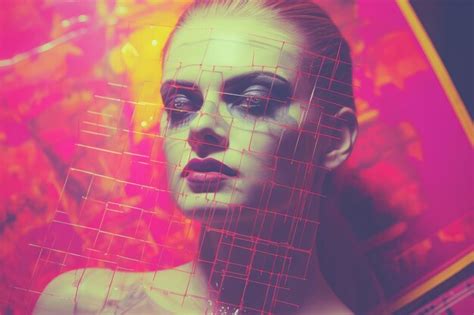 Premium Ai Image A Woman With Makeup On Her Face In Front Of A Pink