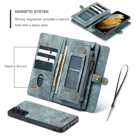 Caseme Samsung Galaxy S21 Wallet Case With Wrist Strap Blue